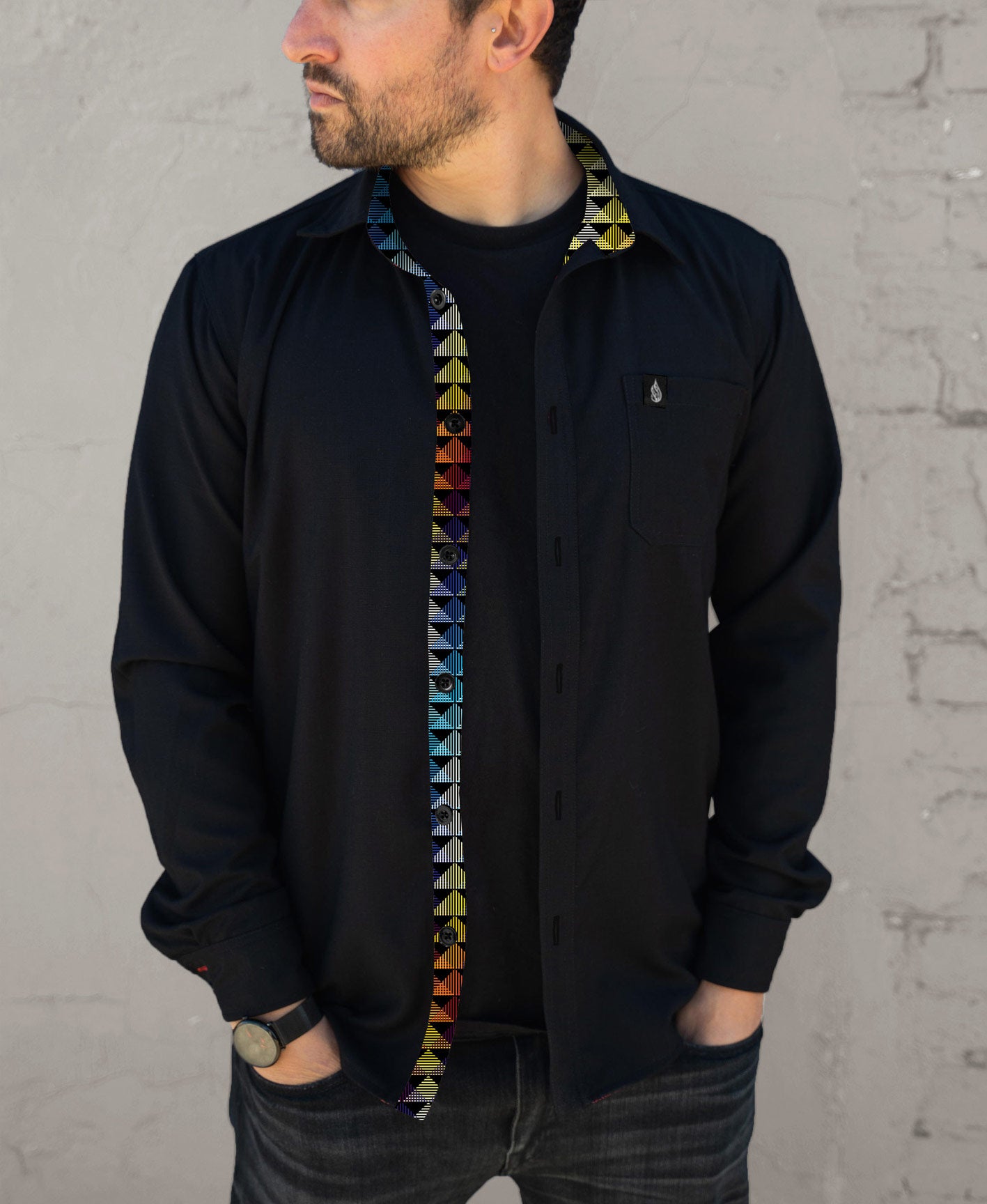 Pantone Button Down Shirt by Android Jones - Threyda Art and Apparel